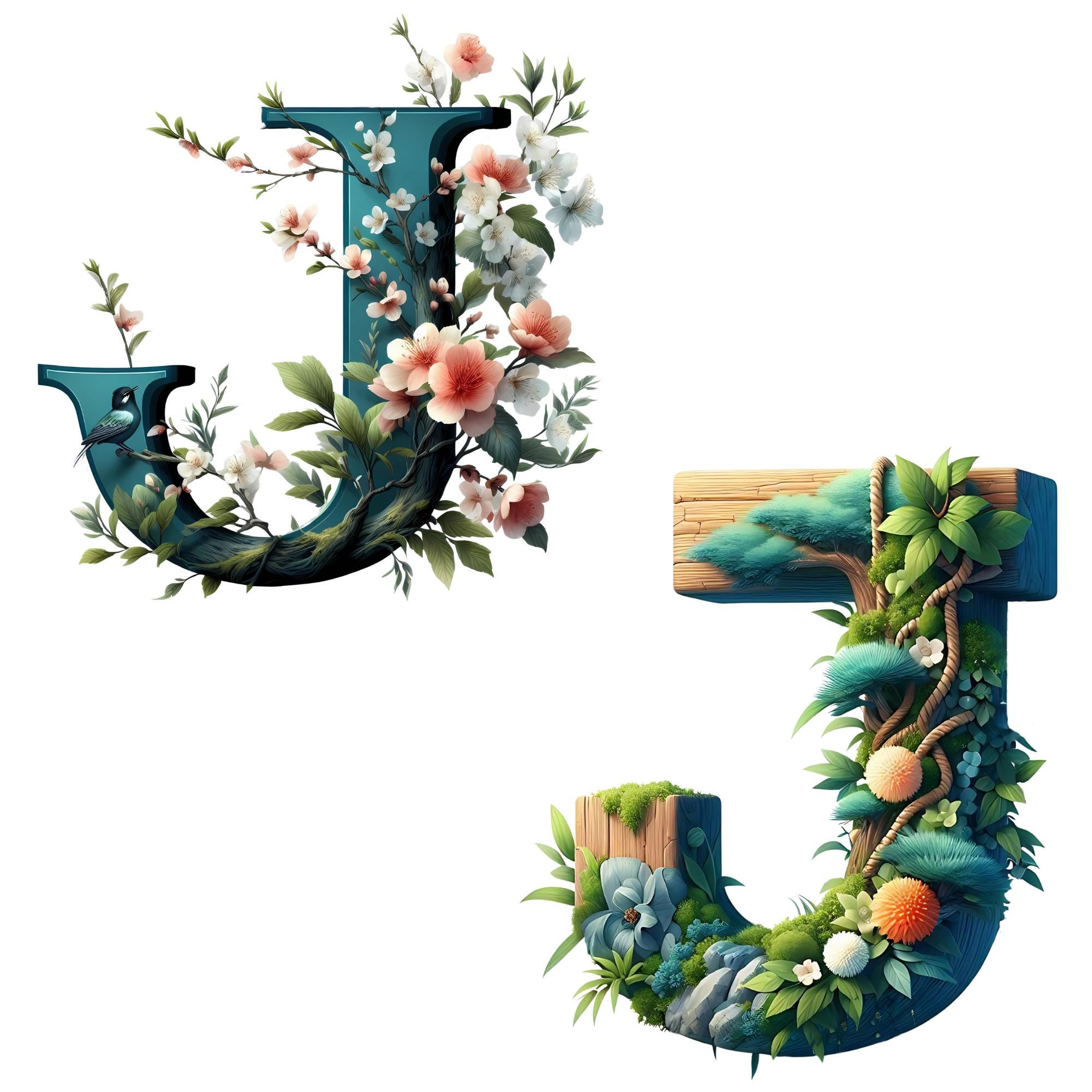 Elegant Letter J Clip Art, Letter J Printable, Decorative Letter J ...