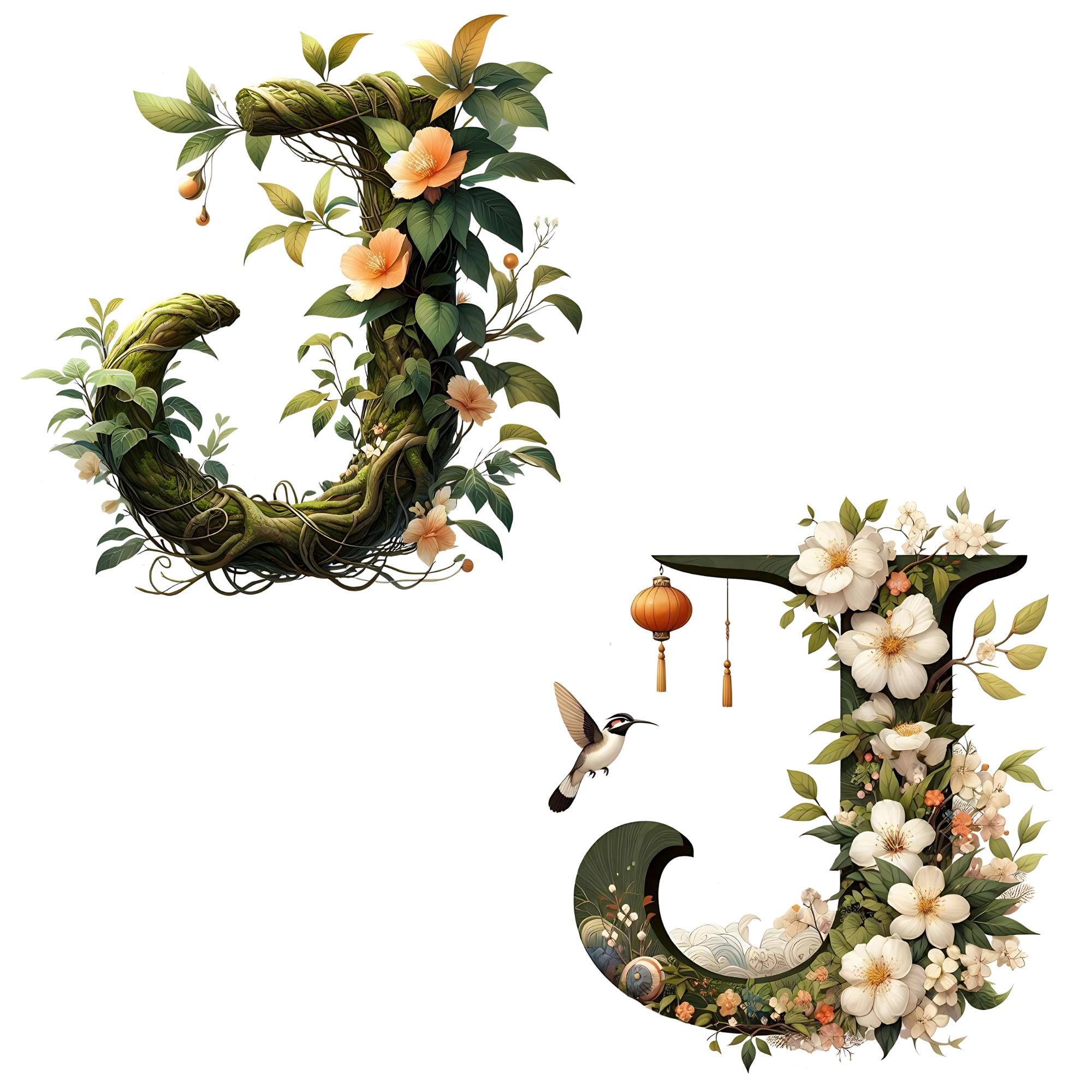 Elegant Letter J Clip Art, Letter J Printable, Decorative Letter J ...