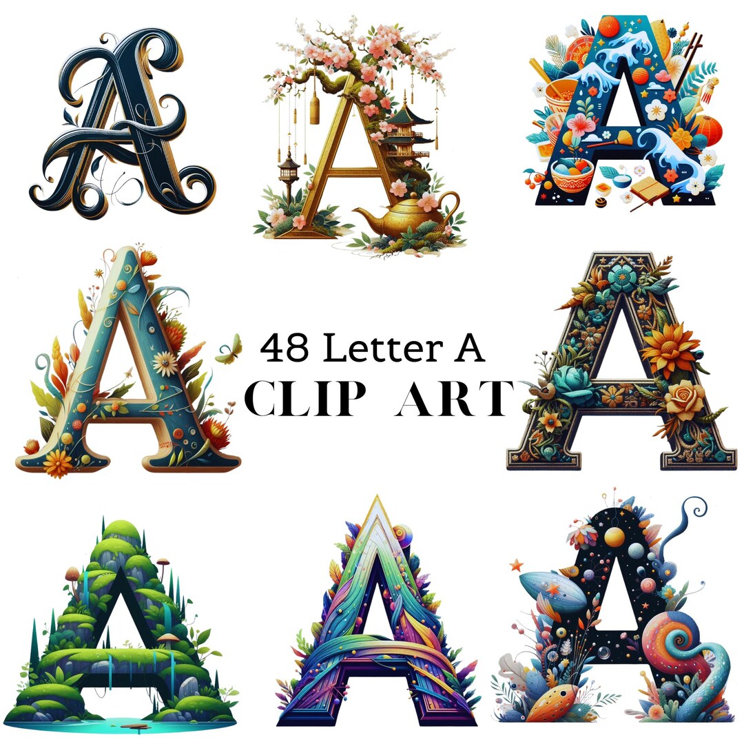 Letter A Clipart Design, Artistic Letter A, Monogram Modern Letter A ...