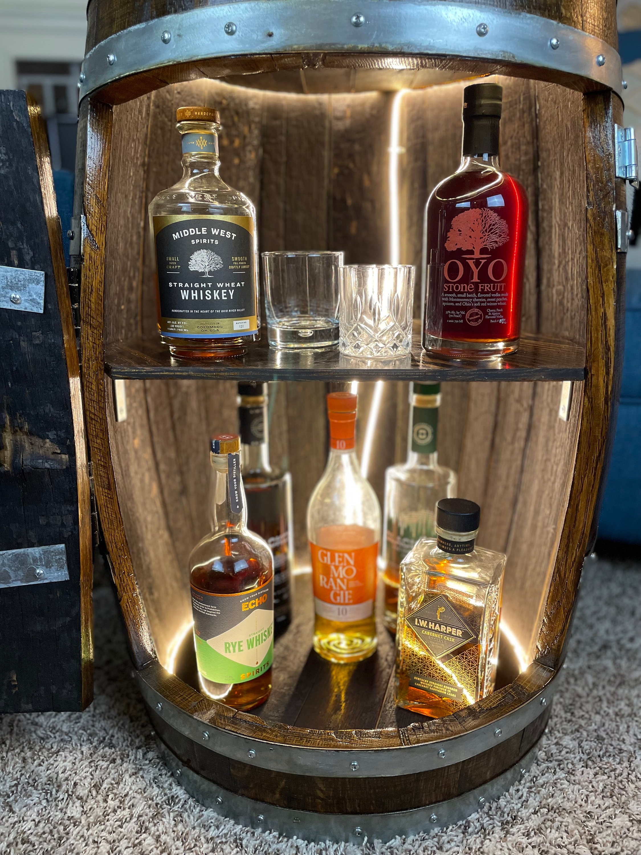 Cabinet- Bourbon-whiskey Barrel Cabinet for Liquor Storage - Etsy