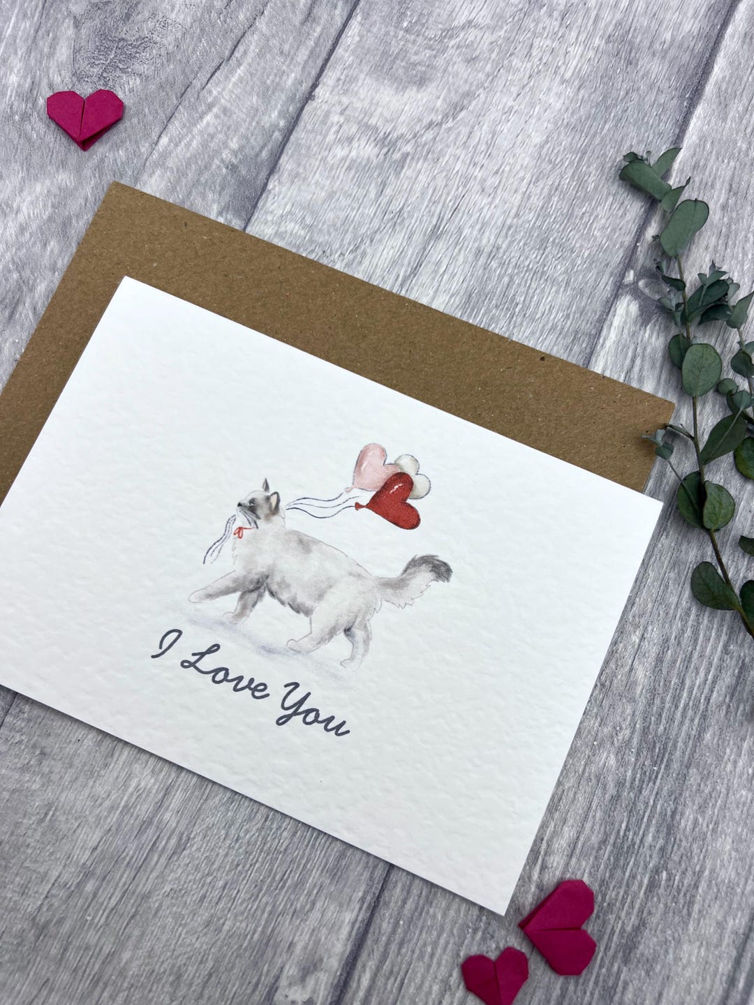 Fluffy Ragdoll Cat I Love You Card - Personalised Card Purr-fect for ...