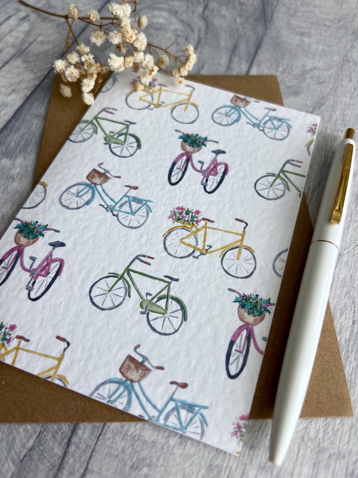 Cute Summer Bikes Greeting Card - Colourful Watercolour Bikes Birthday ...