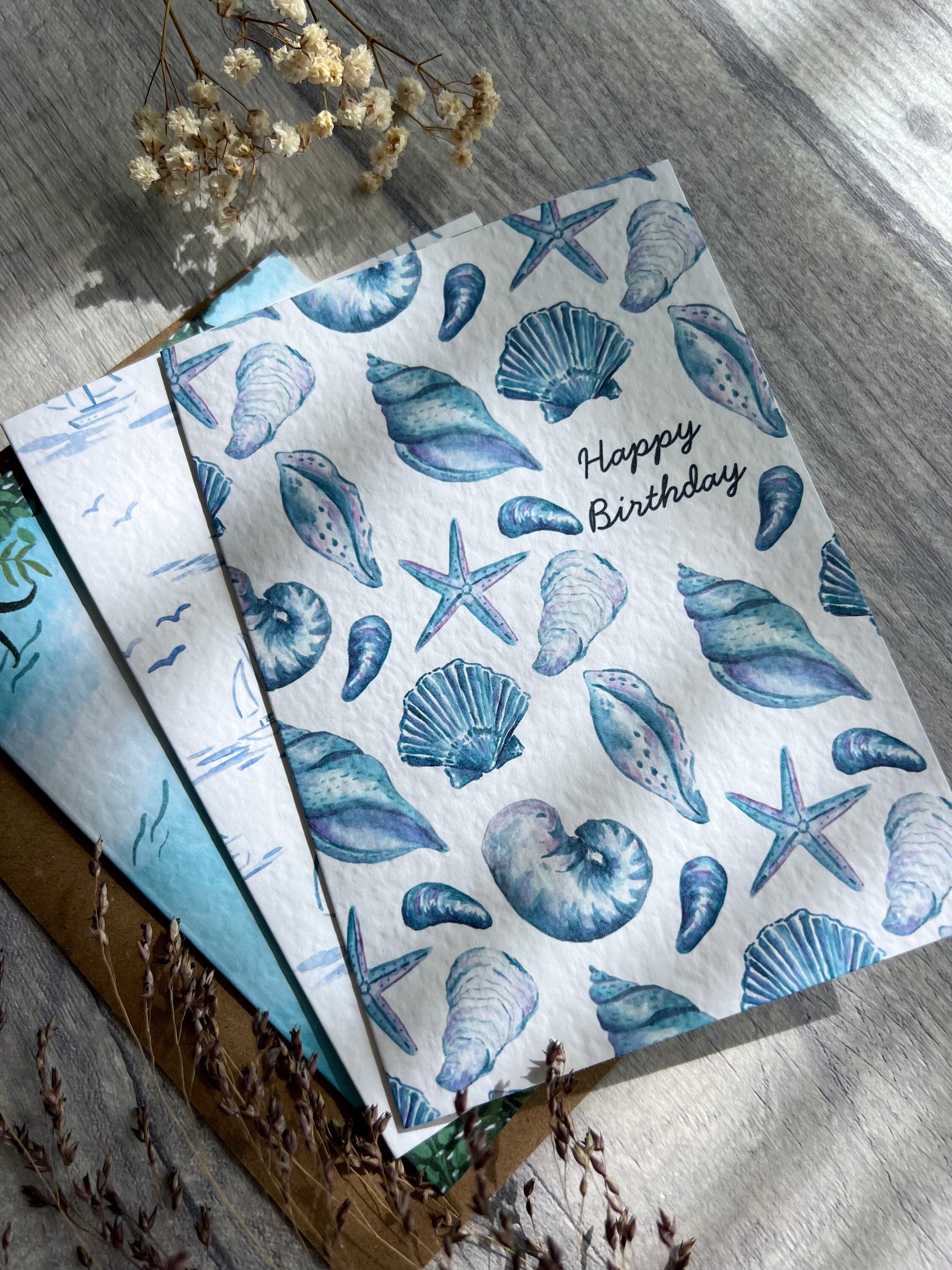 Summer Seashell Greeting Card - A6 Watercolour Shell Birthday Card - Etsy