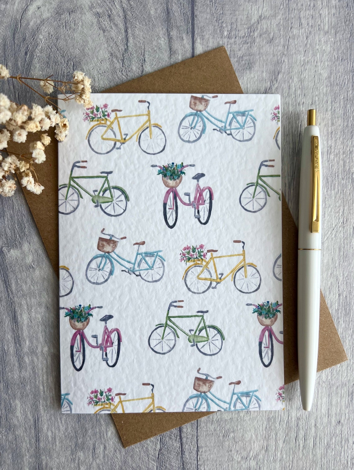 Cute Summer Bikes Greeting Card - Colourful Watercolour Bikes Birthday ...