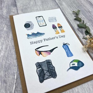 Running Father's Day Card, Marathon Running Dad Card, Watercolour ...