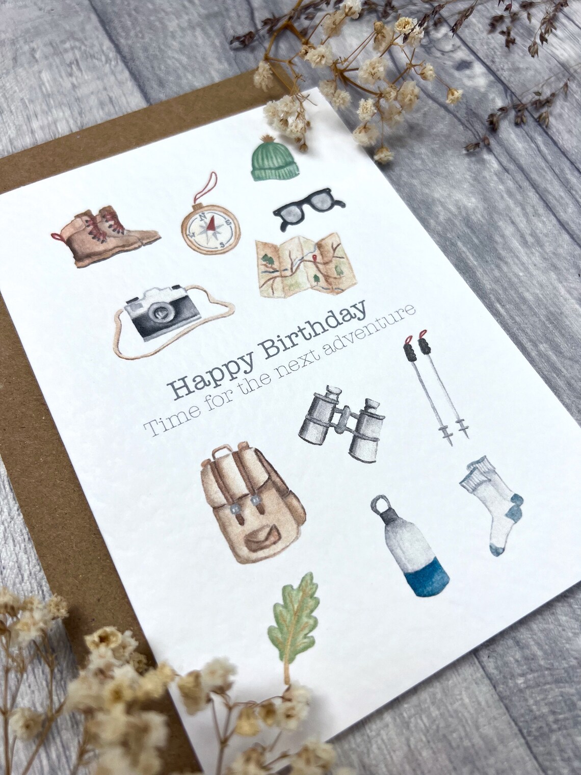 Hiking Watercolour Adventures Birthday Card Camping Card, Outdoor Theme ...