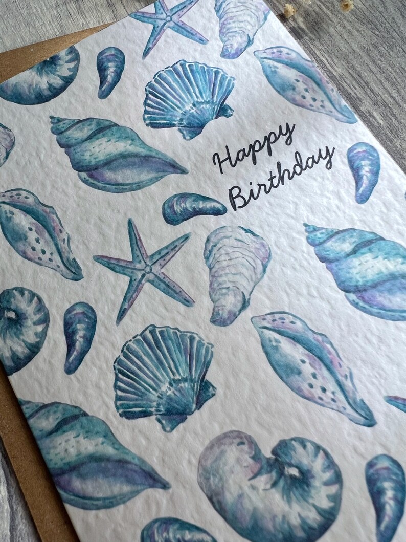 Summer Seashell Greeting Card - A6 Watercolour Shell Birthday Card - Etsy