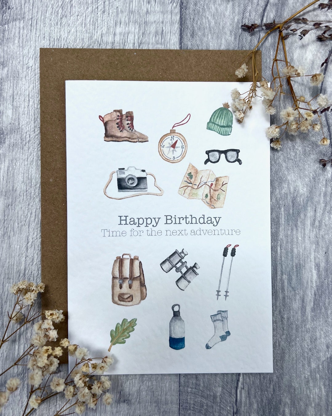 Hiking Watercolour Adventures Birthday Card - Camping Card, Outdoor ...