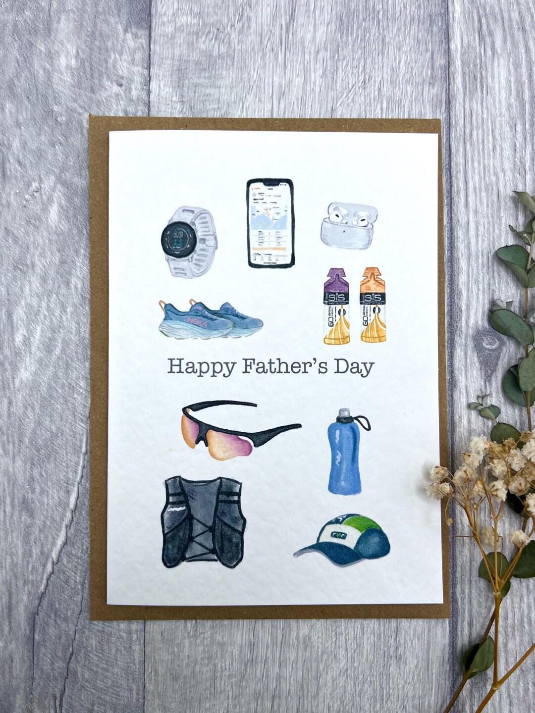 Running Father's Day Card, Marathon Running Dad Card, Watercolour ...