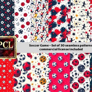 Retro Soccer Patterns Bundle, Vintage Football Seamless Design, Soccer ...