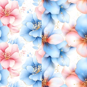 Watercolor Floral Paper, Seamless Pattern JPG, Ink Flowers Digital ...