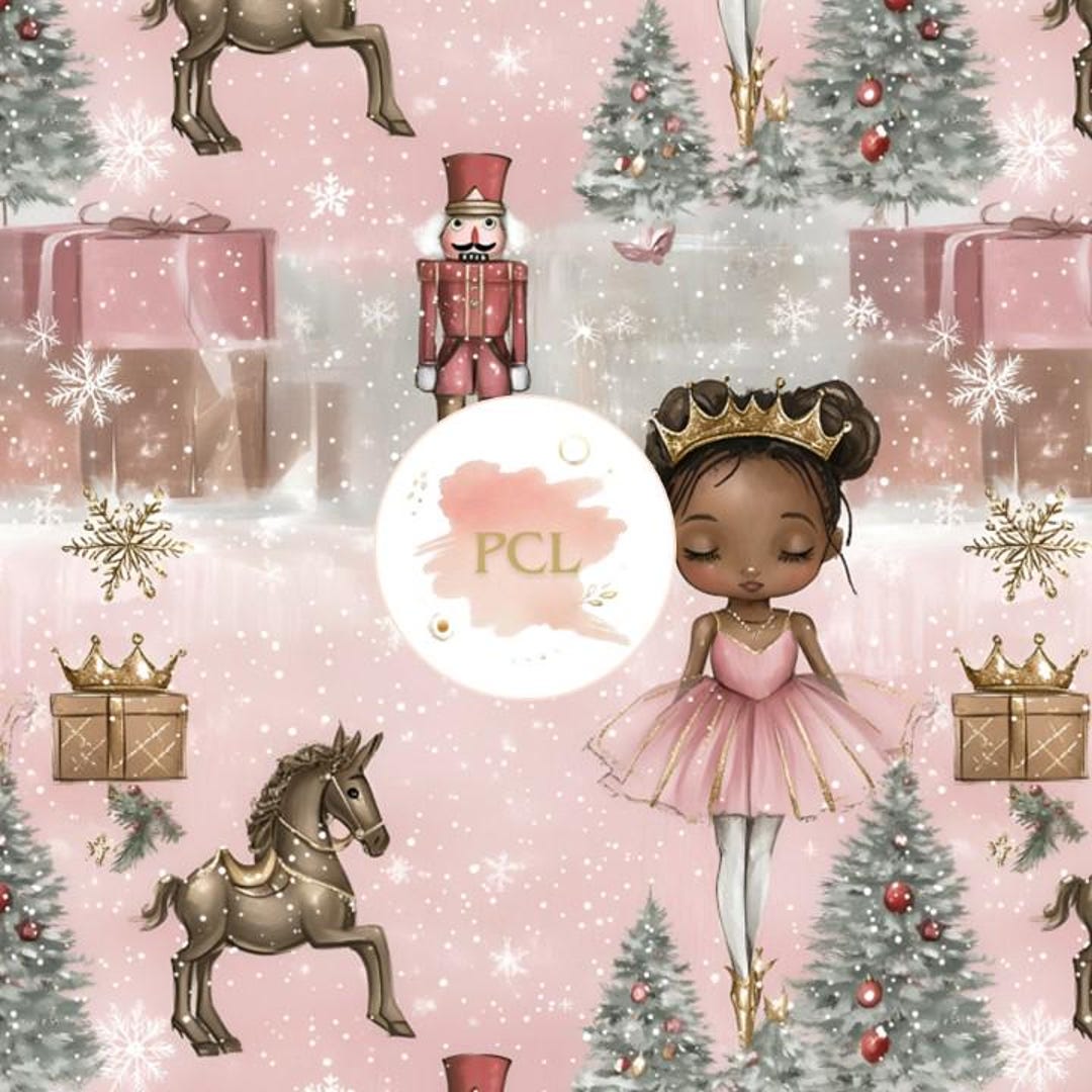 Nutcracker Ballerina Seamless Pattern Digital Paper, Pink Christmas ...