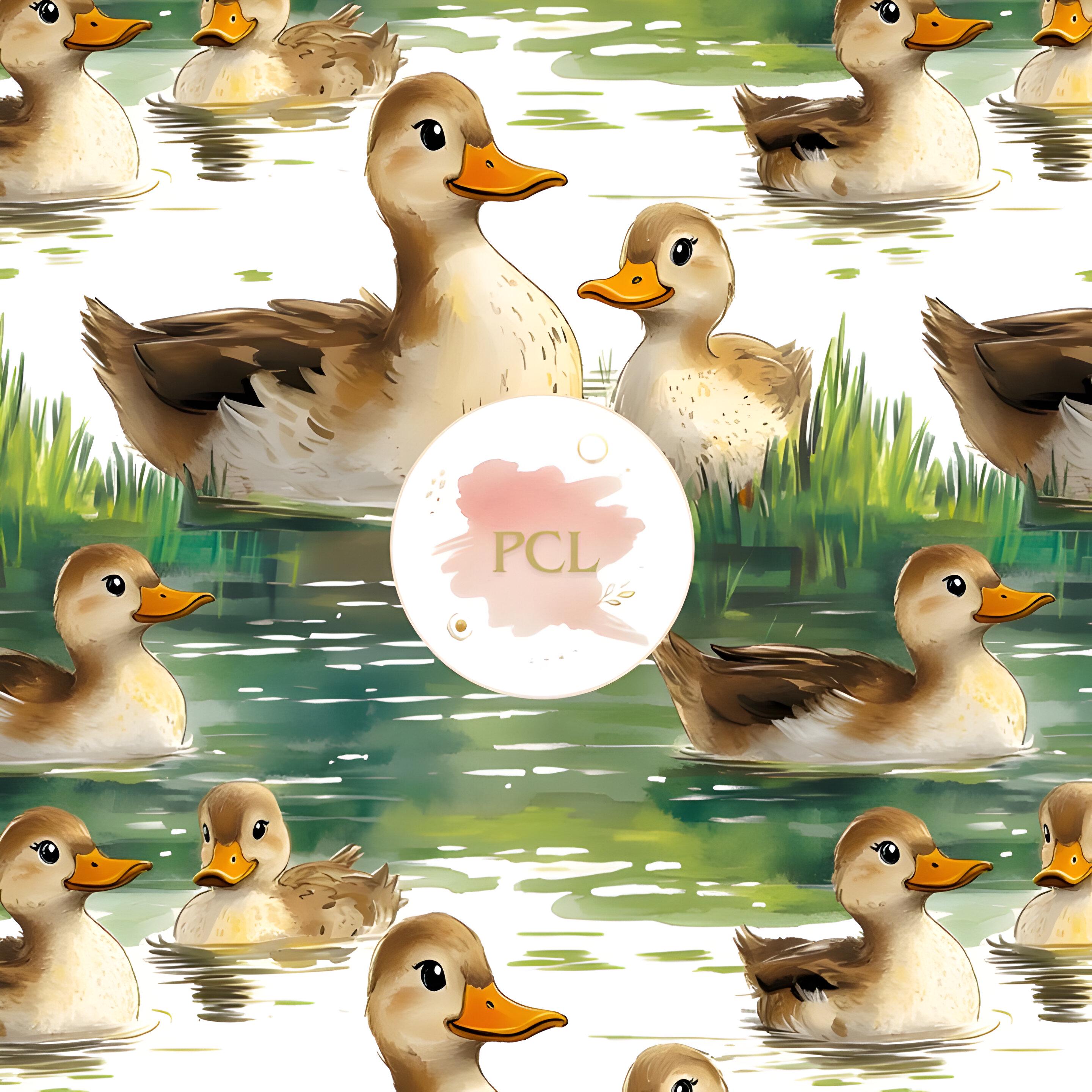 Mallard Duck in Pond Seamless Pattern Digital Repeating Sublimation ...