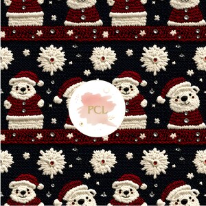 Polar Bear Santa Digital Pattern - Cute Christmas Scrapbook Paper ...