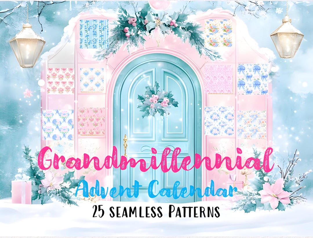 Grandmillennial Advent Calendar - 25 Whimsical Watercolor Digital ...