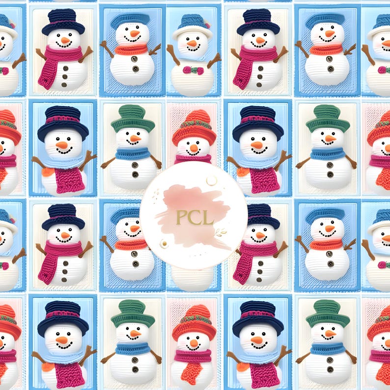 Snowman Patchwork Digital Paper: Winter Seamless Patterns (digital ...