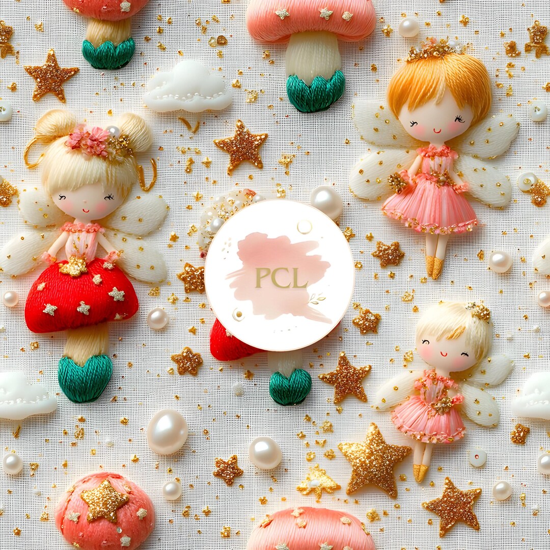 Whimsical 3D Fairy Seamless Pattern Digital Paper Magical Forrest ...