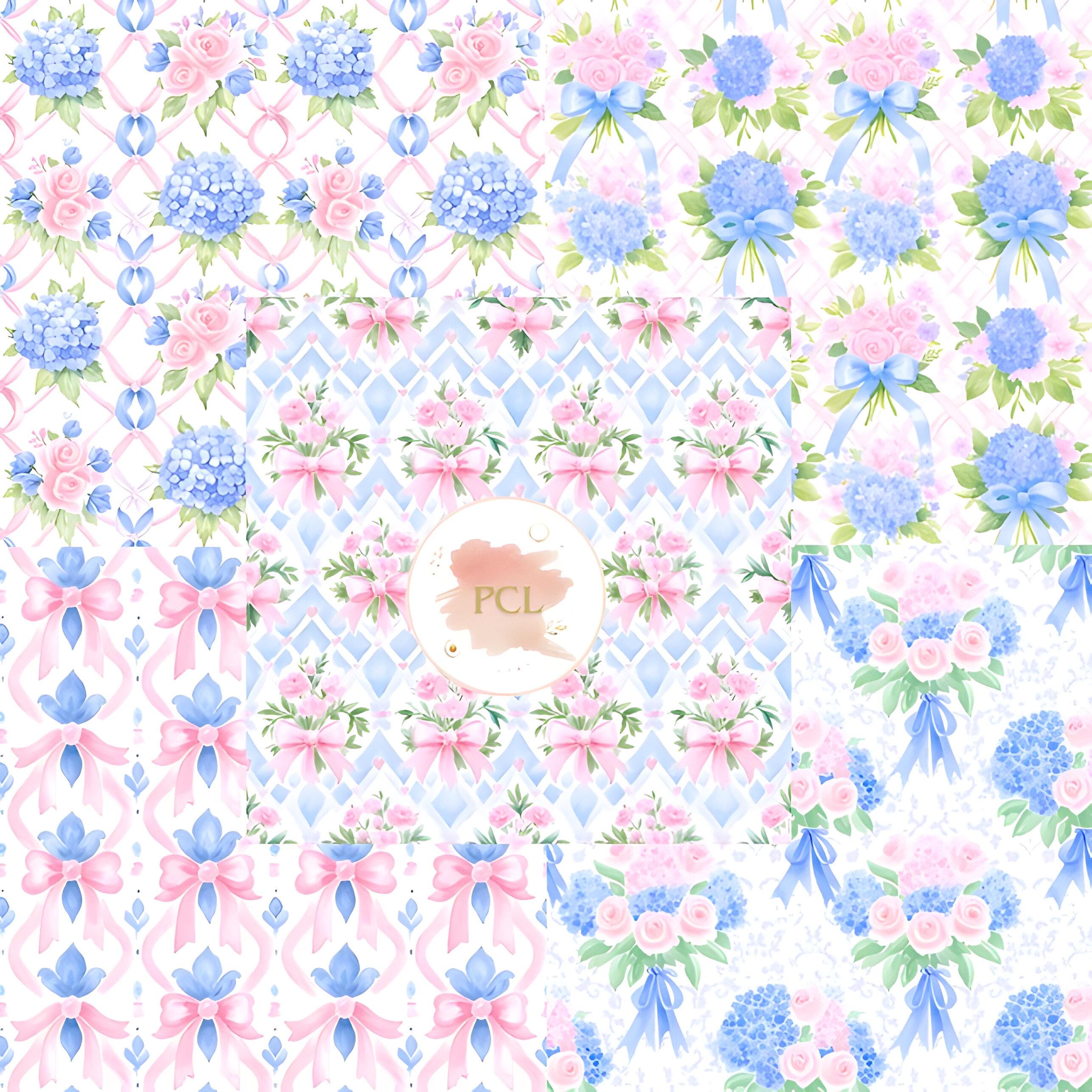 Watercolor Preppy Digital Papers, 25 Grandmillennial Advent Calendar ...