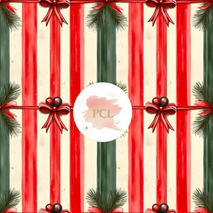 Watercolor Christmas Digital Paper Set - Holiday Striped Patterns ...