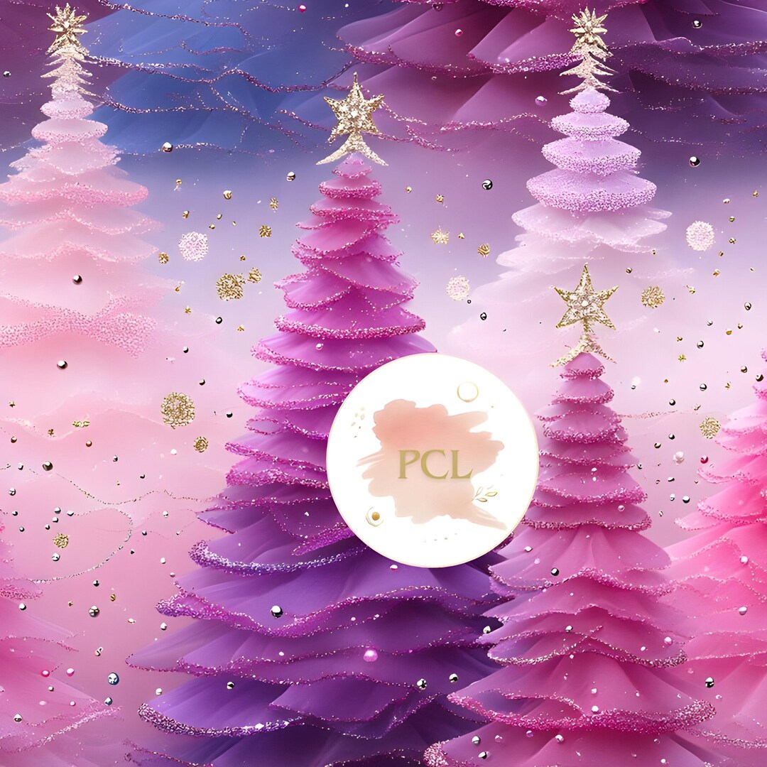 3D Pink & Purple Christmas Digital Paper - Glitter Tree Seamless ...