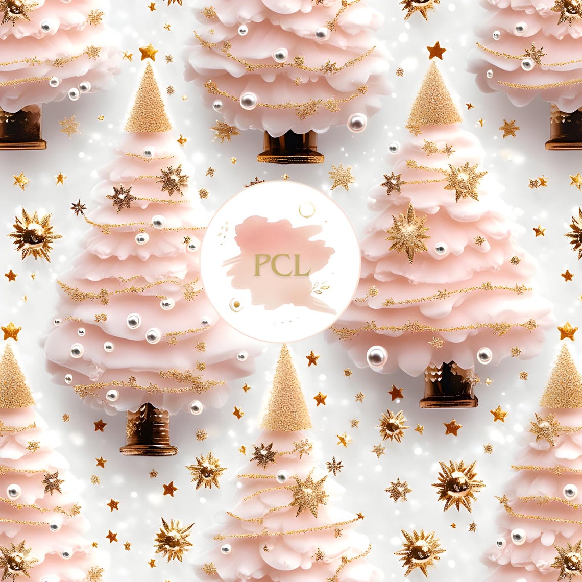 3D Pink Christmas Tree Digital Paper Holiday Scrapbook Background ...