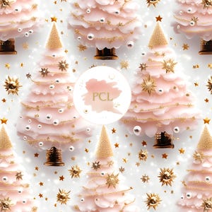 3D Pink Christmas Tree Digital Paper Holiday Scrapbook Background ...