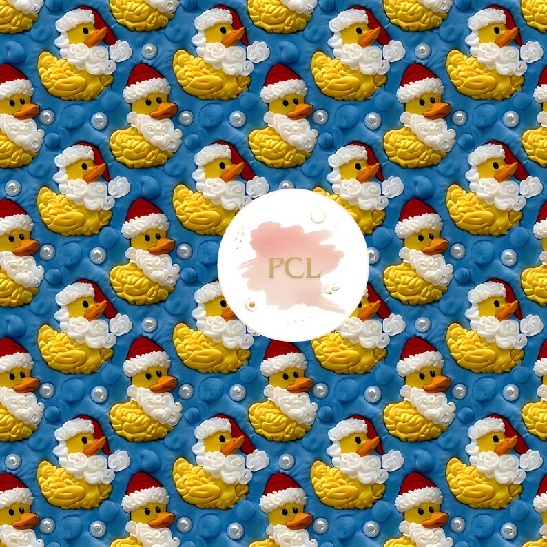 Cute Santa Duck Digital Paper, Fun Christmas Rubber Duck Pattern ...