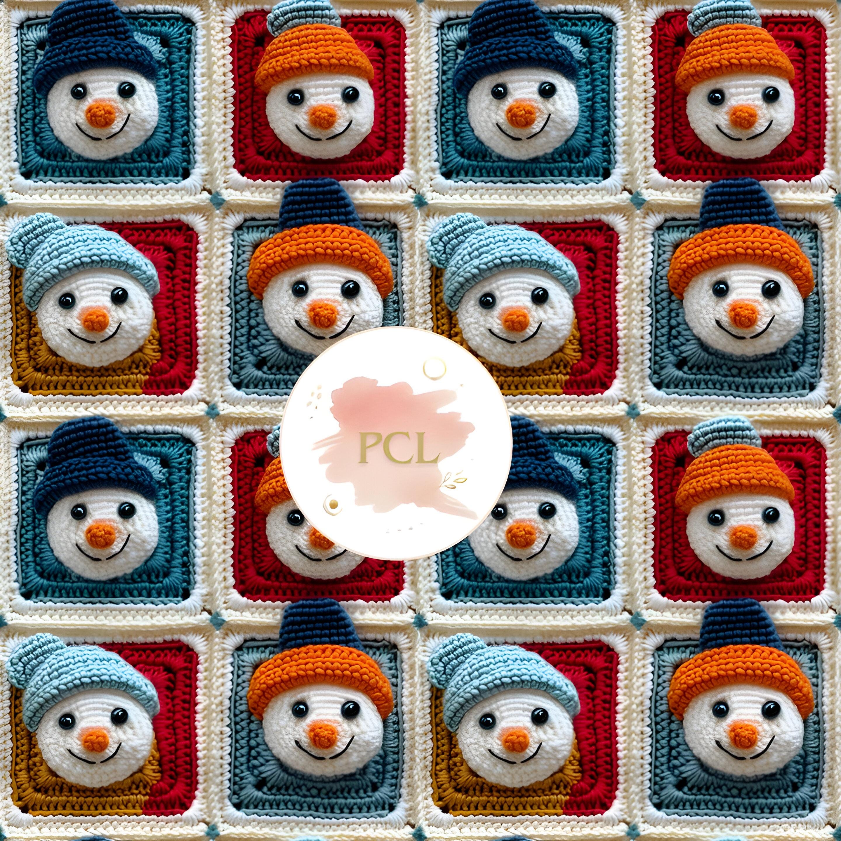 3D Crochet Christmas Digital Paper - Reindeer, Snowman & Tree Patterns ...