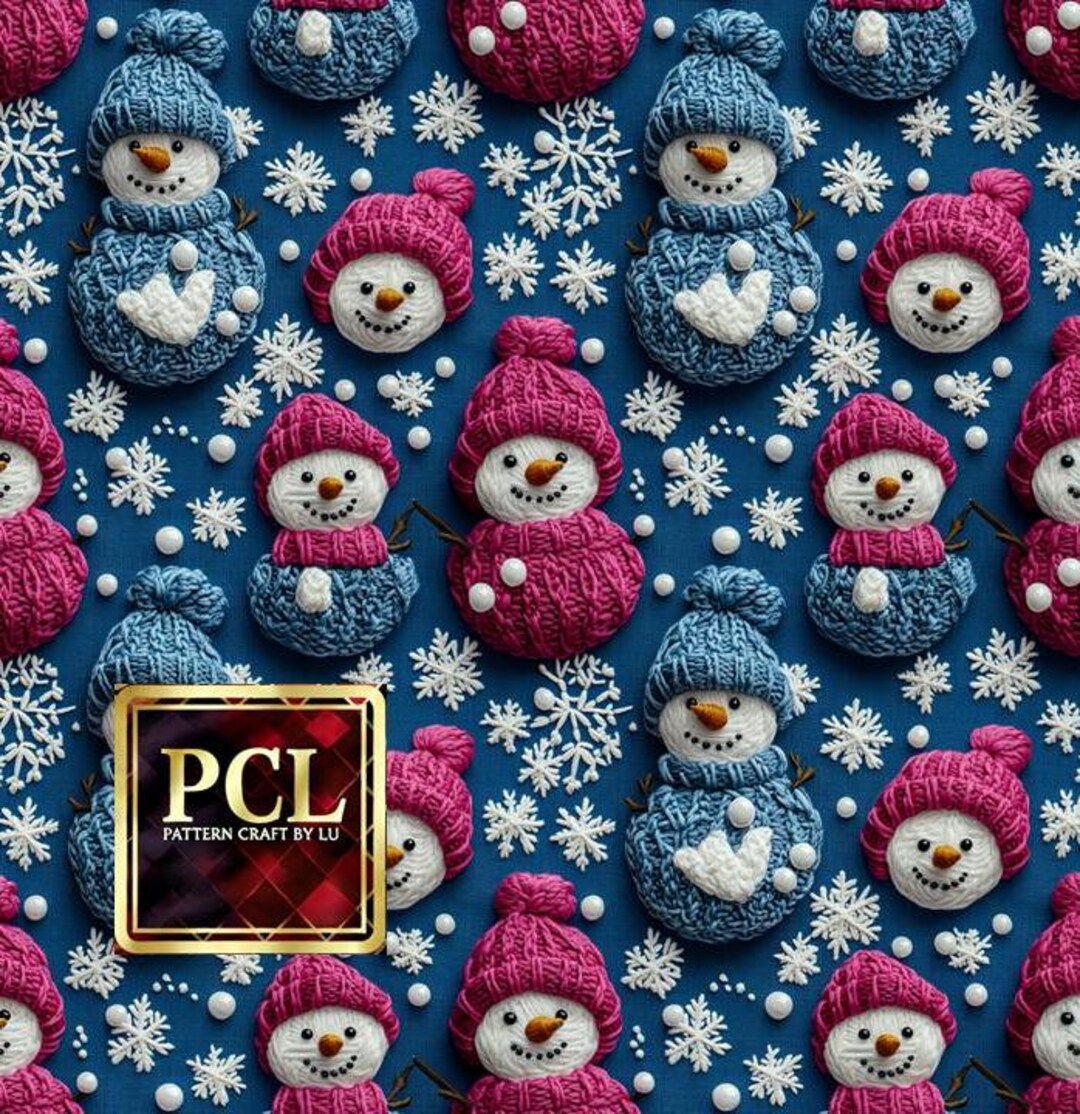 3D Winter Snowman Seamless Pattern, Christmas Snowman Clipart, Cute ...