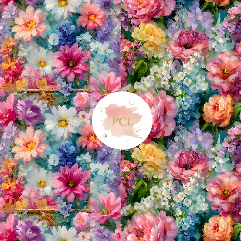 Floral Digital Paper Pack: Seamless Cottagecore Patterns (JPG, PNG, 300 ...
