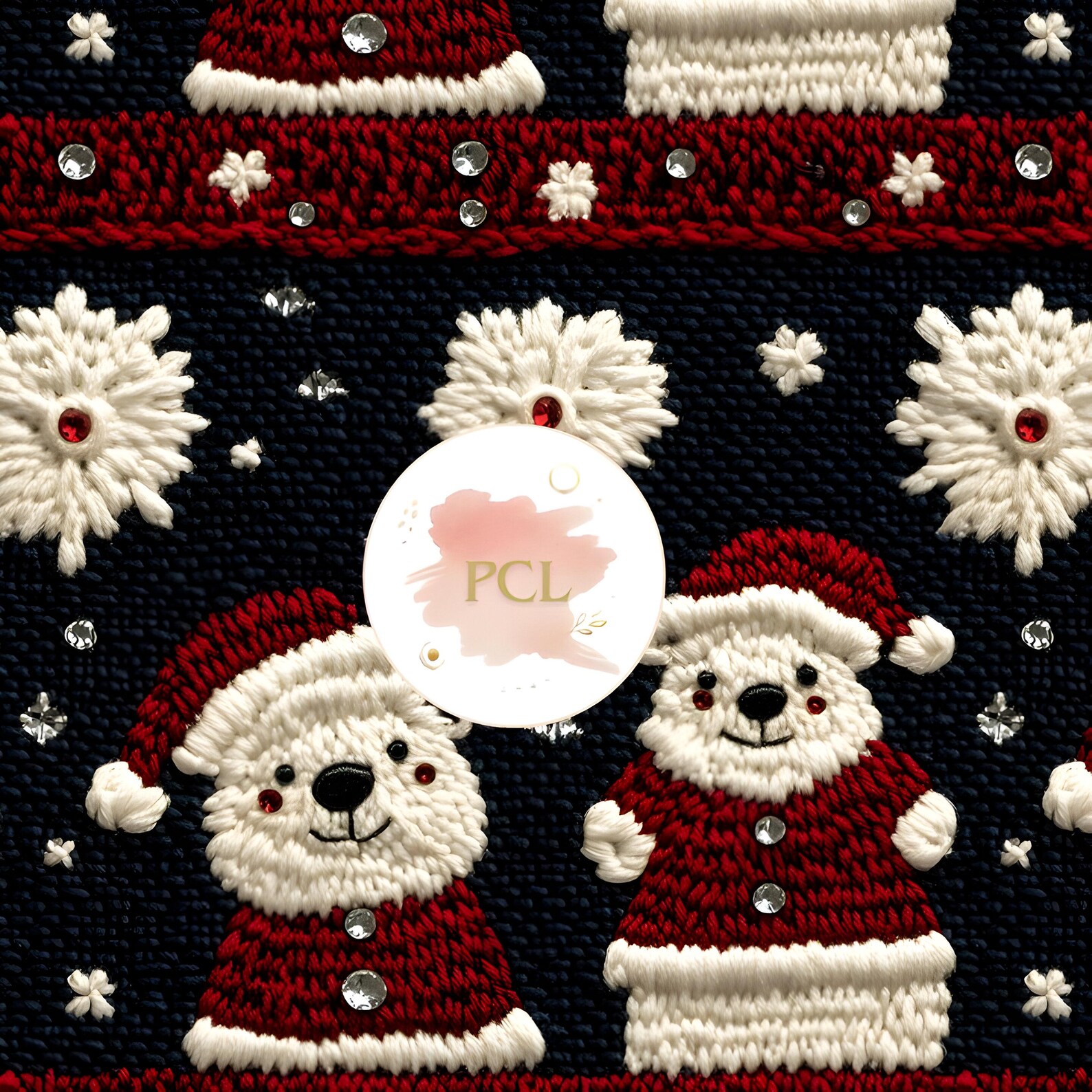 Polar Bear Santa Digital Pattern - Cute Christmas Scrapbook Paper ...