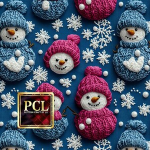 3D Winter Snowman Seamless Pattern, Christmas Snowman Clipart, Cute ...