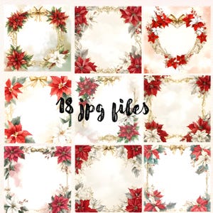 Poinsettia Frames Clipart, PNG Christmas Wreaths, Vintage Poinsettia ...