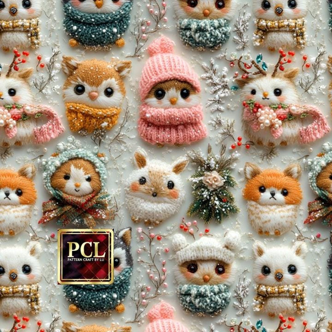 3D Cozy Winter Animals in Sweaters Pattern – Cute Holiday Seamless ...