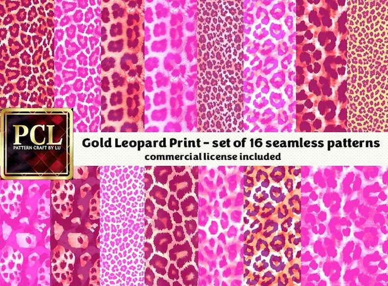 Pink Leopard Print Patterns, Hot Pink Animal Print Digital Paper, Scrapbook Paper, Glam Animal ...