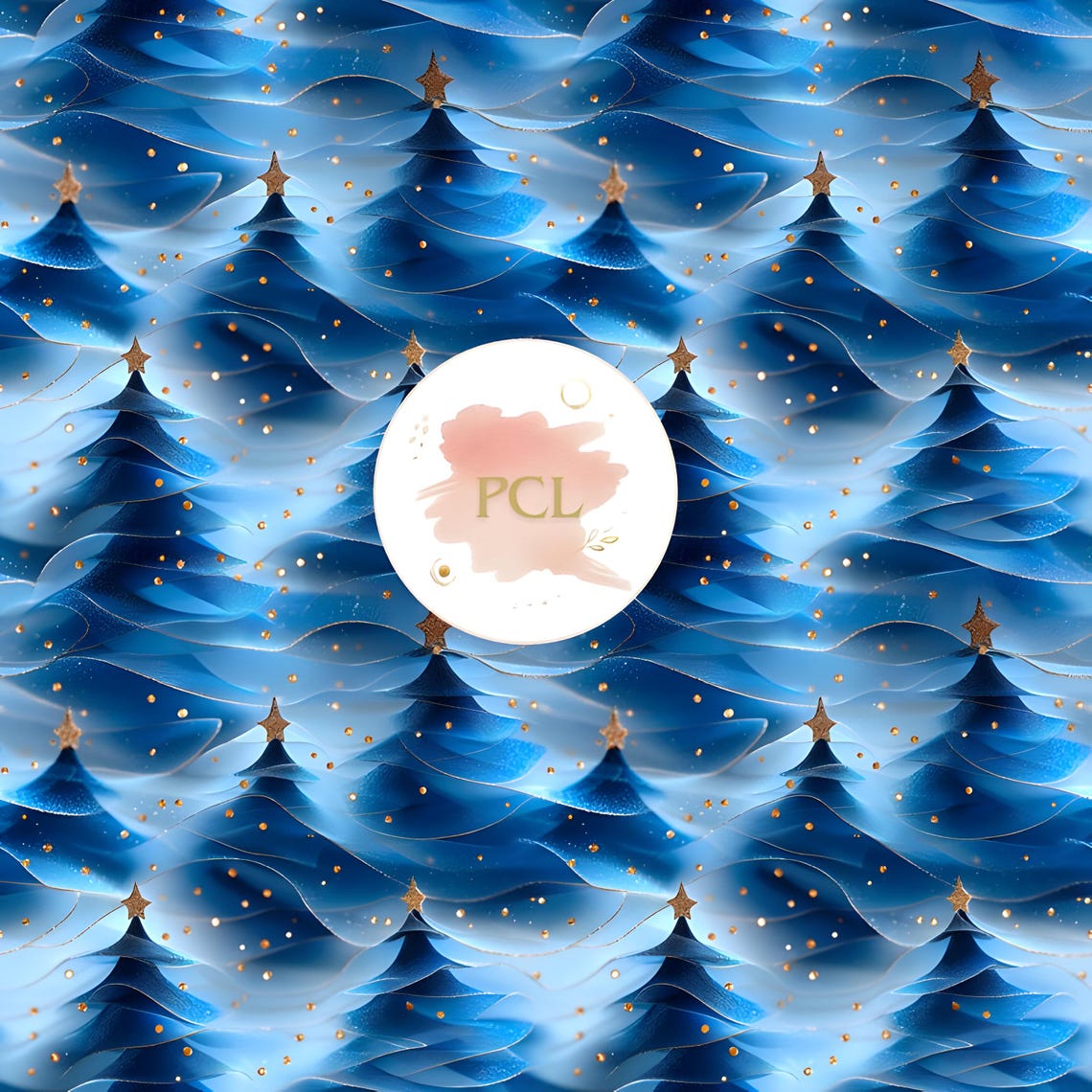 Blue Christmas Tree Digital Paper Holiday Wrapping Pattern Scrapbook ...