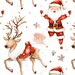Watercolor Santa & Reindeer Digital Paper, Seamless – Festive Christmas ...
