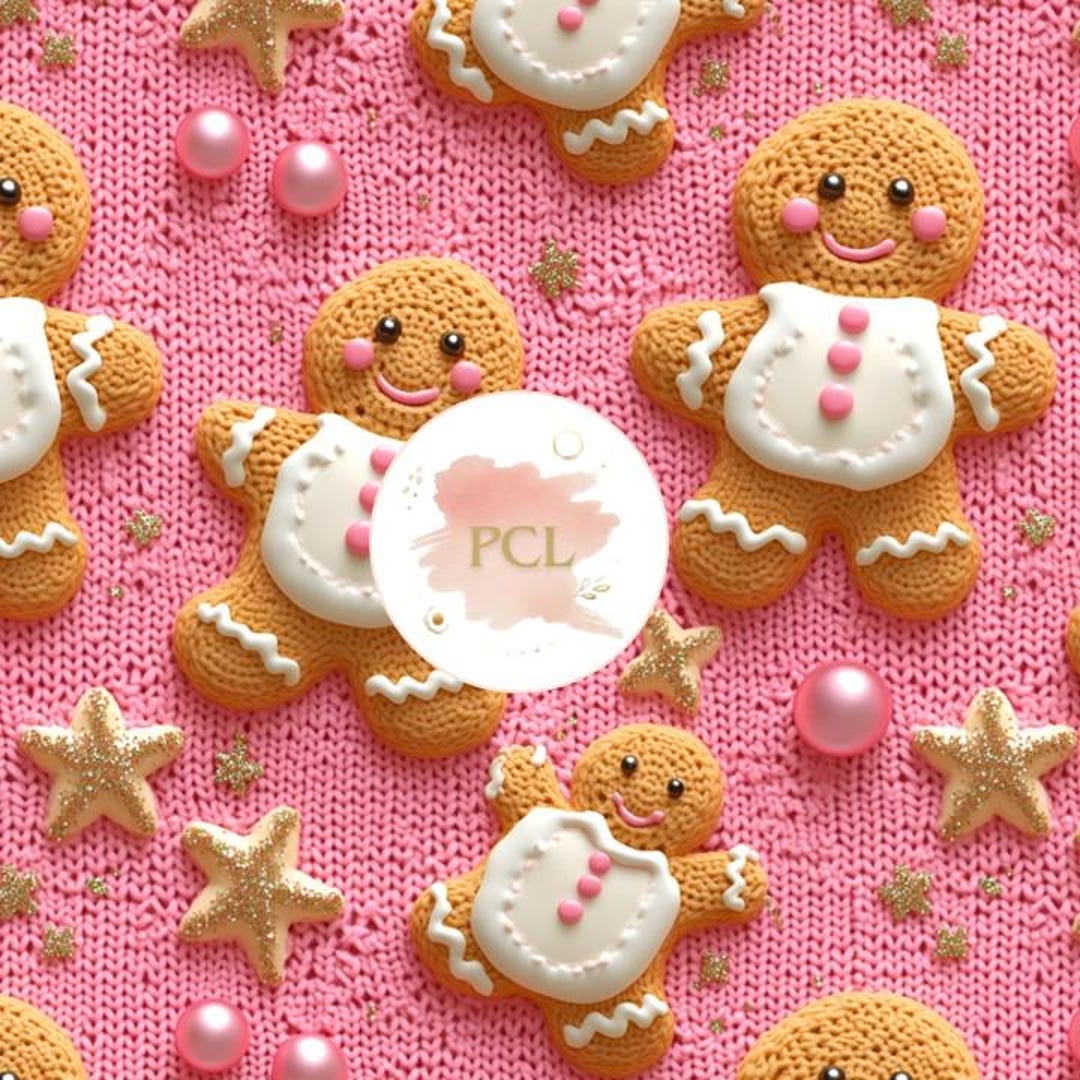 3D Gingerbread Man Seamless Pattern Digital Paper, Christmas Cookie ...