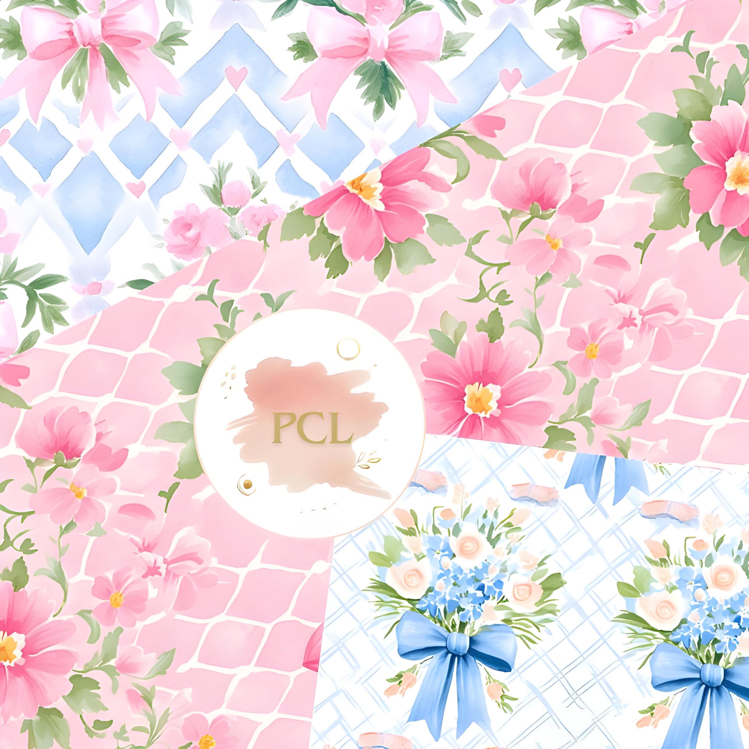 Watercolor Preppy Digital Papers, 25 Grandmillennial Advent Calendar ...