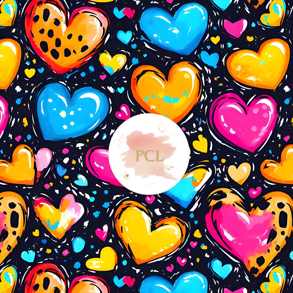 Graffiti Heart Seamless Pattern Colorful Digital Paper Neon Hearts and ...