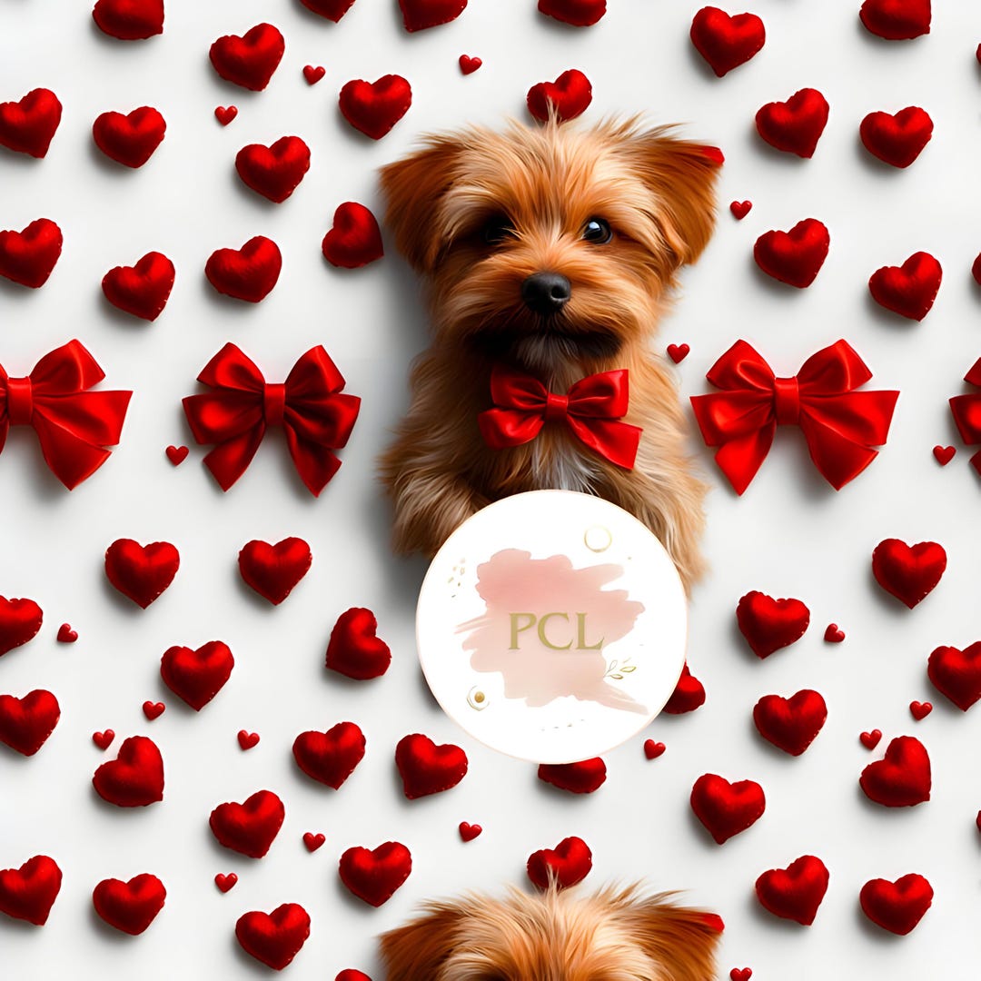 Valentine Dog Hearts Digital Paper: Seamless Puppy Pattern (digital ...
