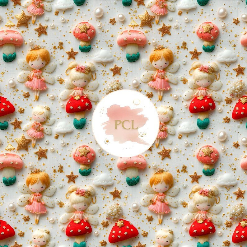 Whimsical 3D Fairy Seamless Pattern Digital Paper Magical Forrest ...