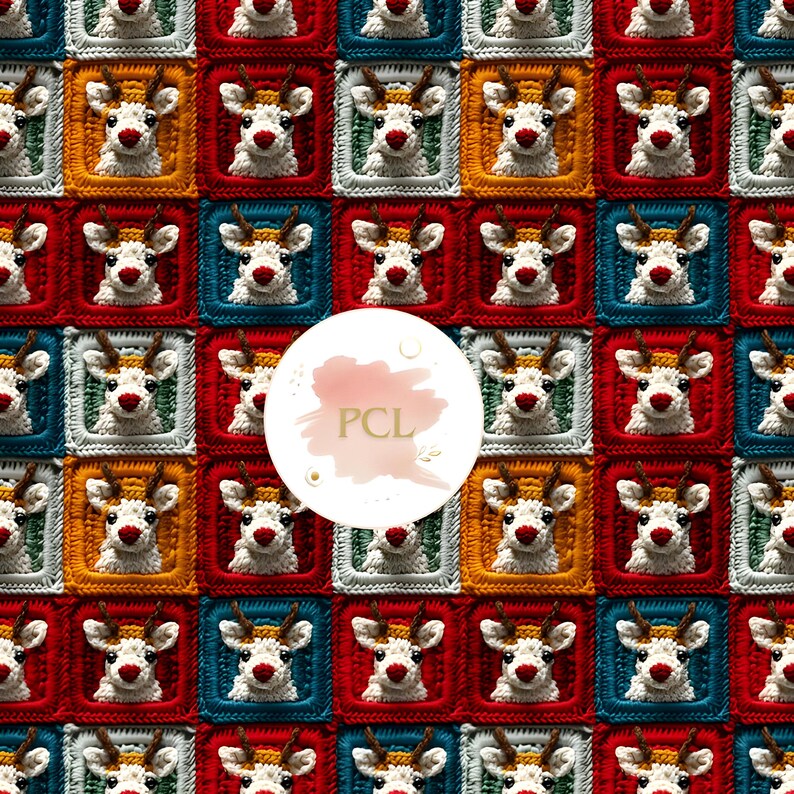 3D Crochet Christmas Digital Paper - Reindeer, Snowman & Tree Patterns ...