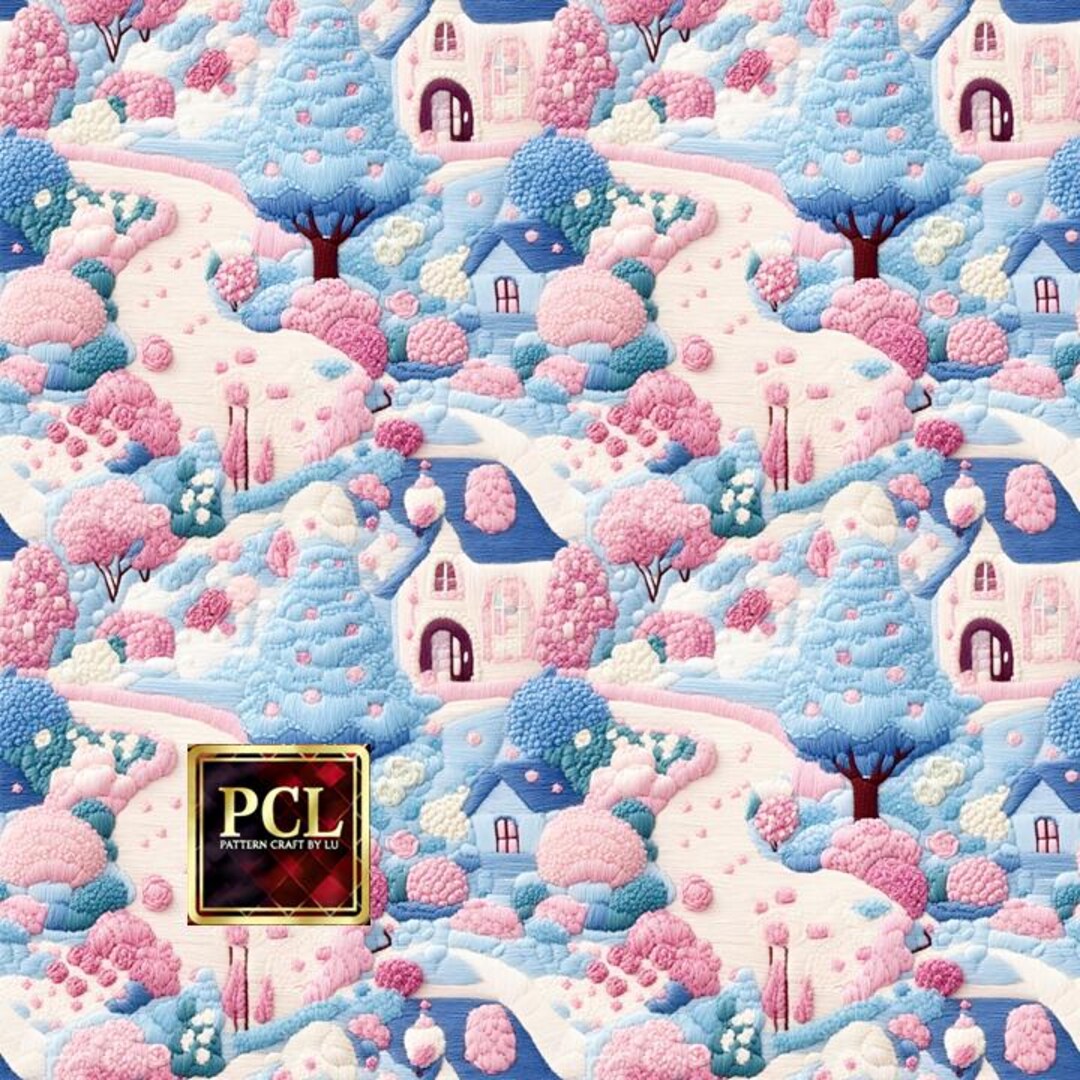 Whimsical Winter Village Embroidery Pattern – Cozy Cottage Scene, Snowy ...