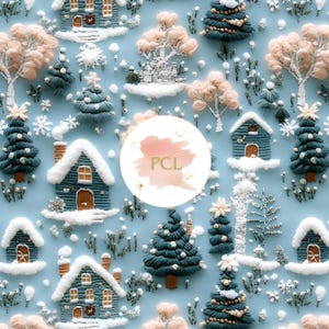 3D Felt Winter Village Digital Paper: Christmas Scrapbook Pattern ...