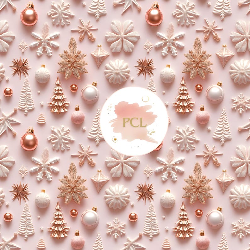 3D Pink Christmas Digital Paper, Elegant Rose Gold Holiday Fabric ...