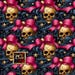 Gold Skull With Pink Bow Seamless Pattern – Gothic Glam Halloween ...