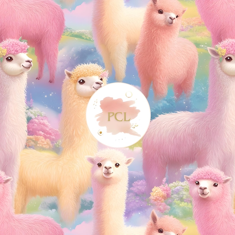 Pastel Llama Digital Paper Pattern, Seamless – Cute Alpaca Animal ...