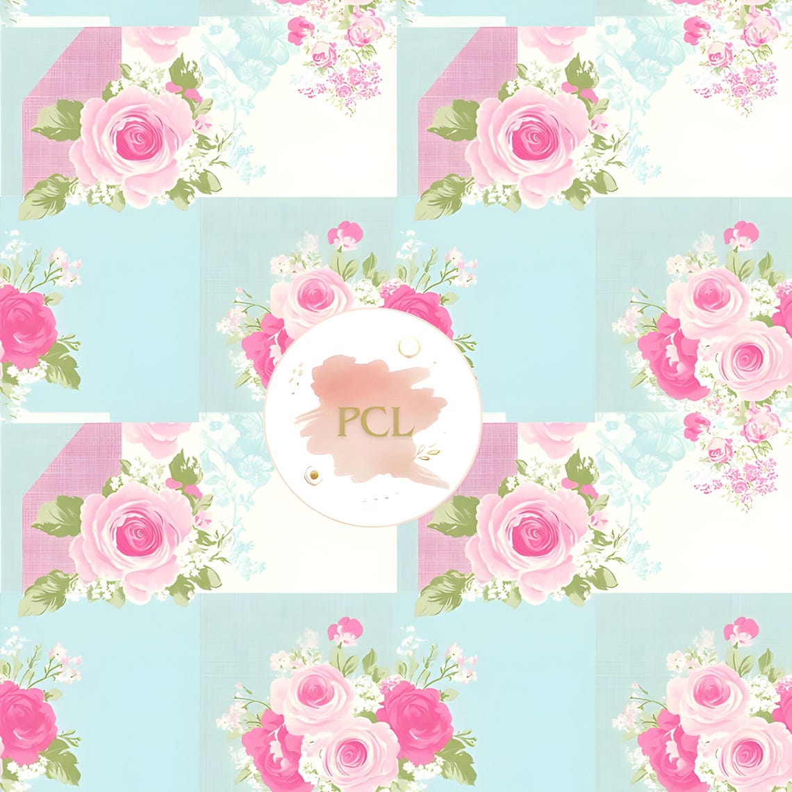 Vintage Shabby Chic Digital Paper Set - Pink Roses Seamless Patterns ...