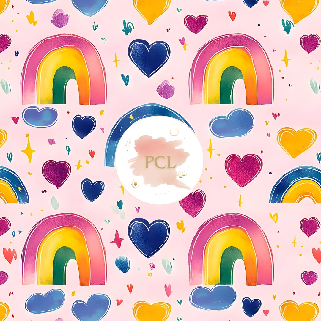 Rainbow Heart Seamless Pattern Digital Download Colorful Boho Clipart ...
